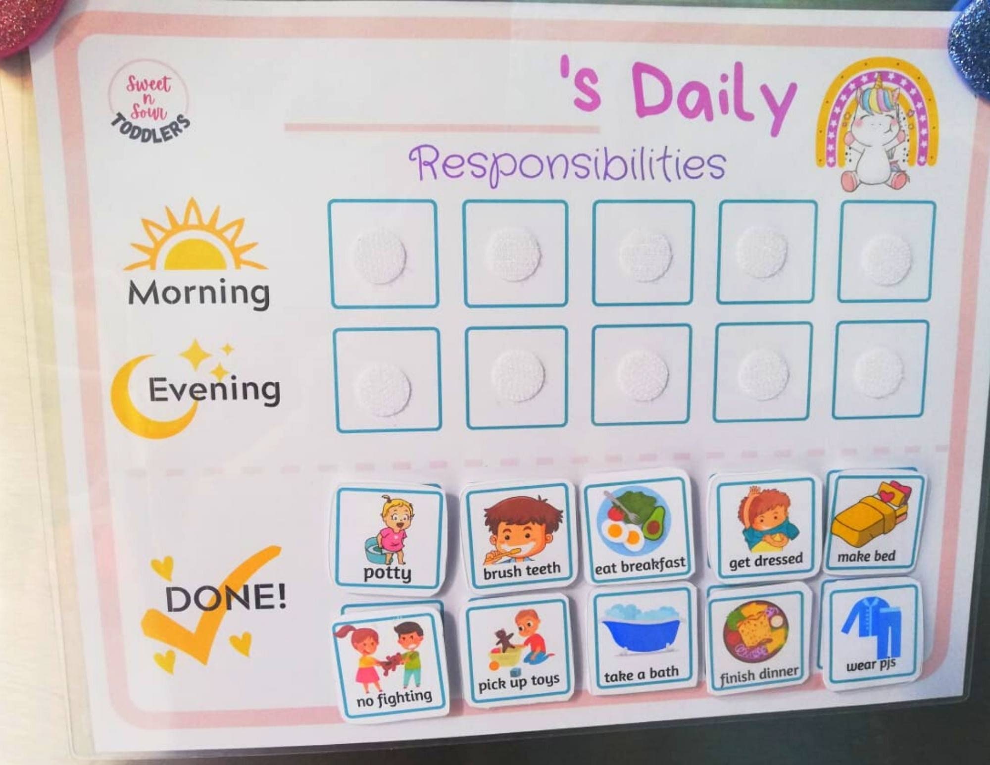 Chore Chart With Pictures, Responsibility Chart for Toddler, Kids Daily ...