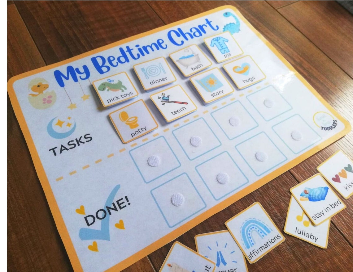 Bedtime Routine Chart, Bedtime Chart for Toddlers, Chore Chart for Kids ...