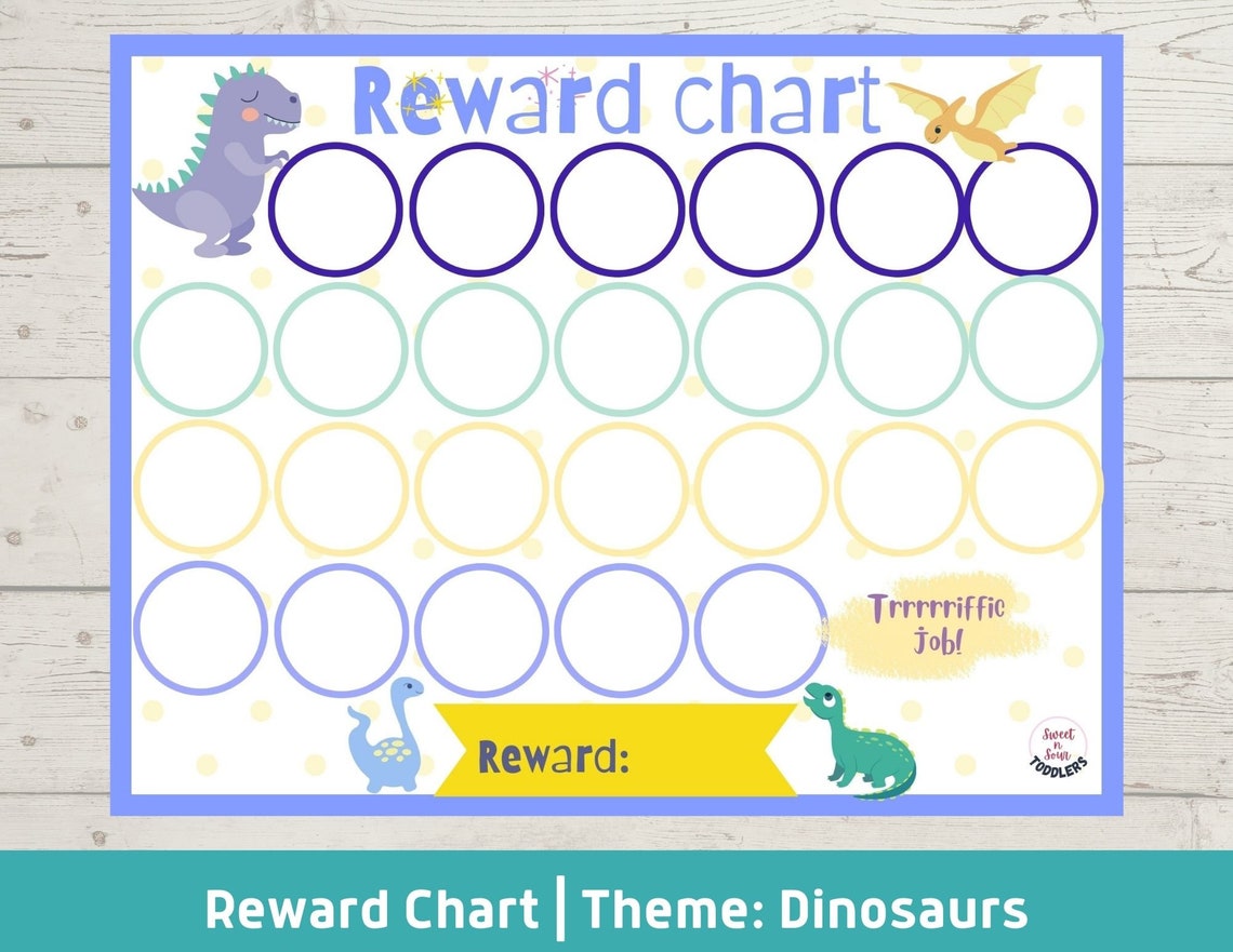 Reward Chart for Kids, Reward Chart Printable, Behavior Chart, Dino ...