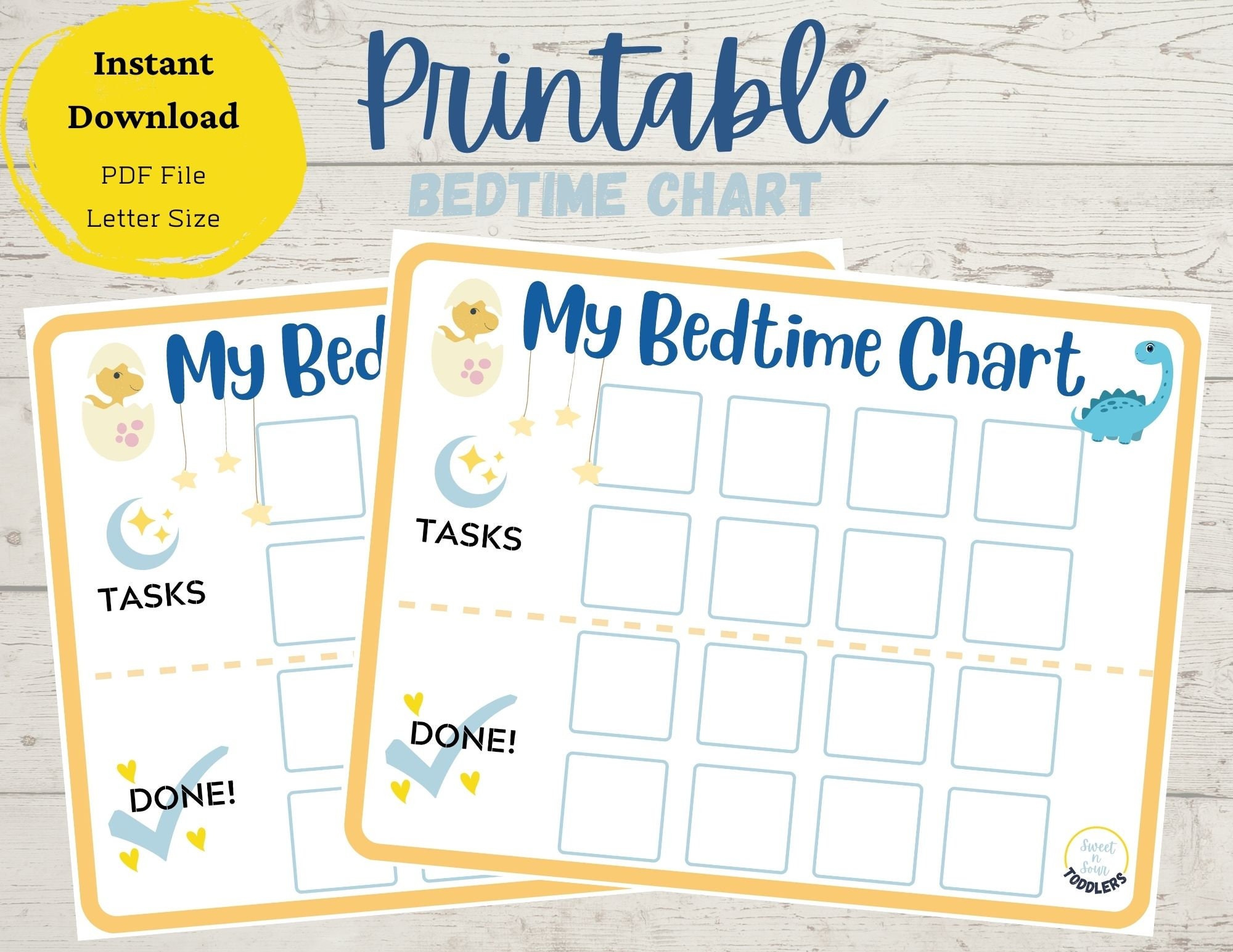 Bedtime Routine Chart, Bedtime Chart for Toddlers, Chore Chart for Kids ...