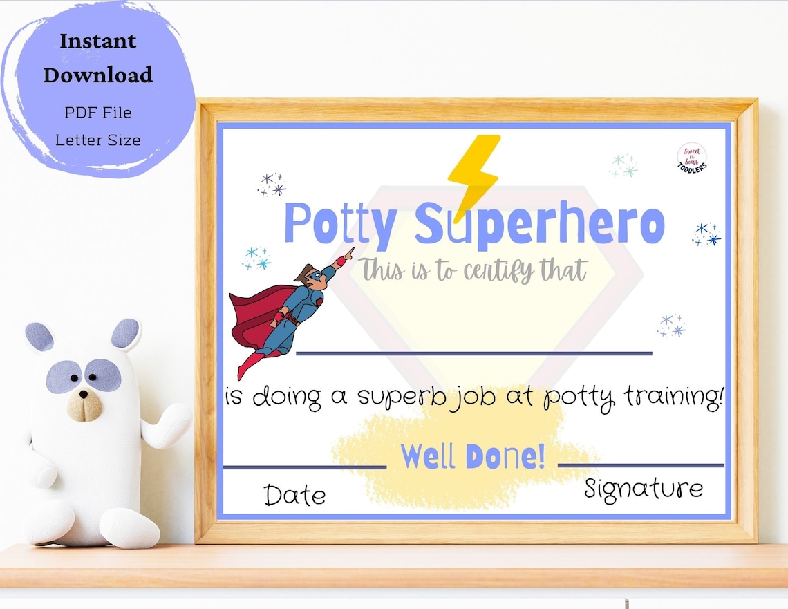 Potty Training Certificate, Potty Training Boys, Potty Chart, Potty ...