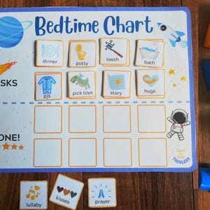 Bedtime Routine Chart, Bedtime Chart for Toddlers, Chore Chart for Kids ...