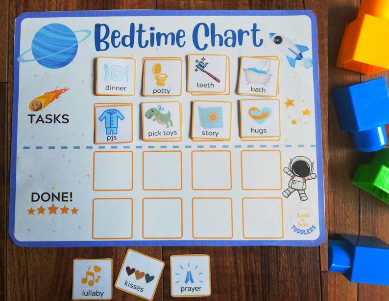 Bedtime Routine Chart, Bedtime Chart for Toddlers, Chore Chart for Kids ...