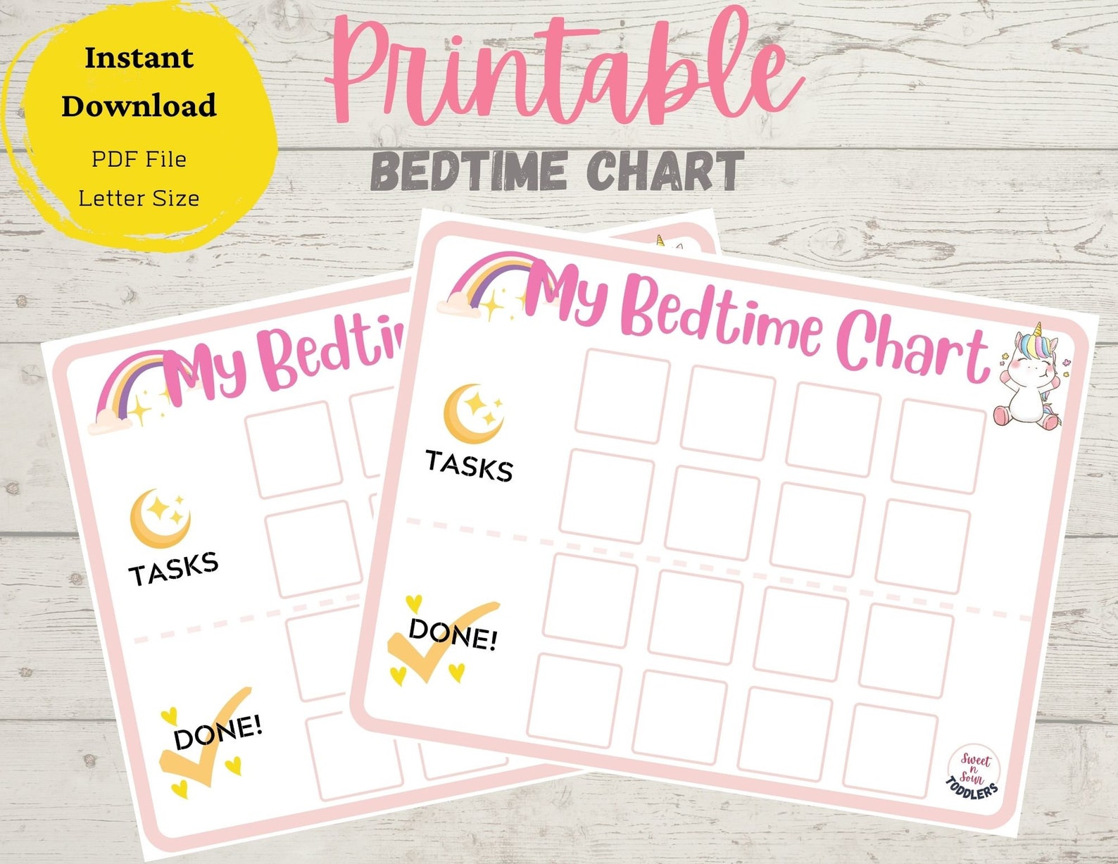 Bedtime Routine Chart, Bedtime Chart for Toddlers, Chore Chart for Kids ...