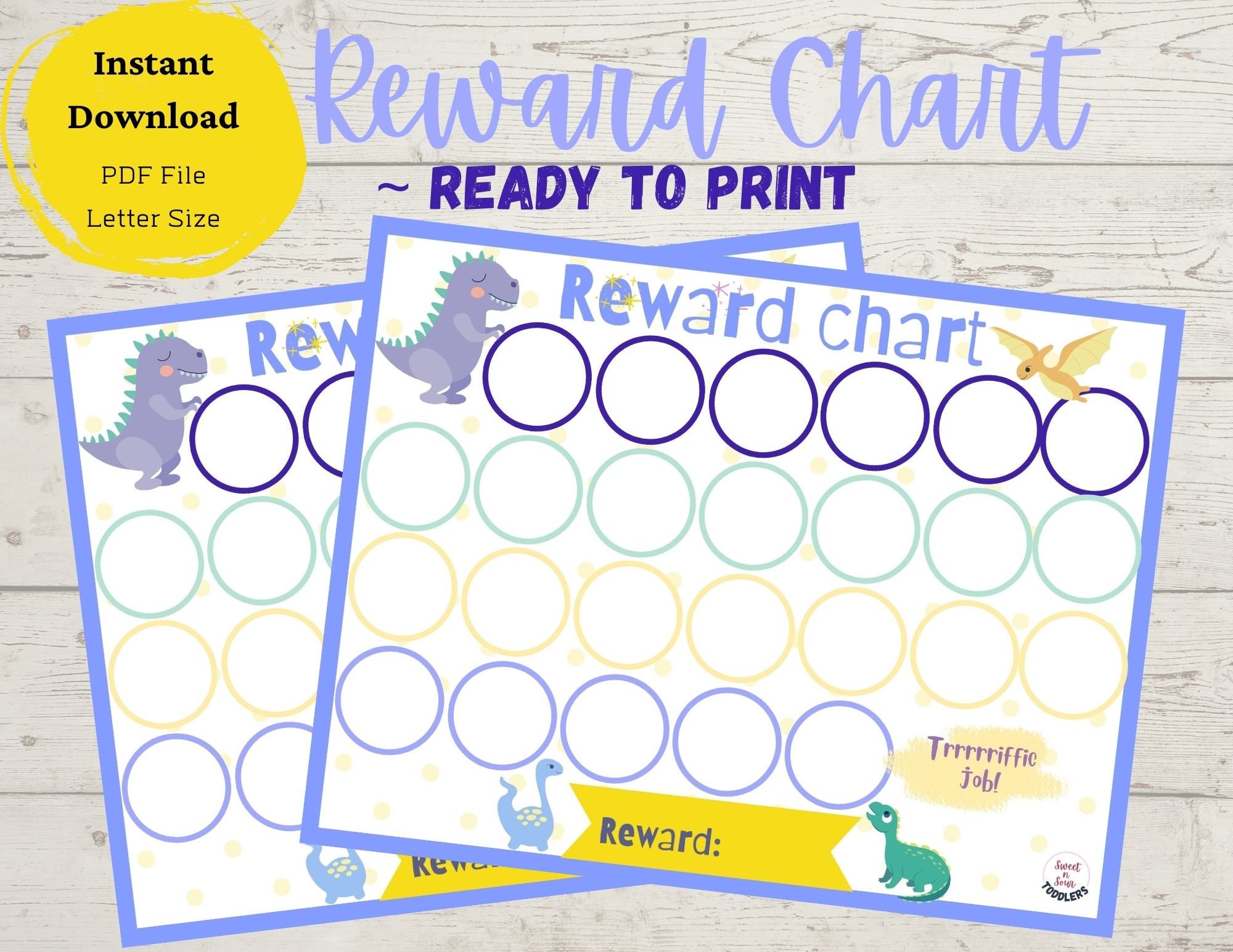 Reward Chart for Kids, Reward Chart Printable, Behavior Chart, Dino ...