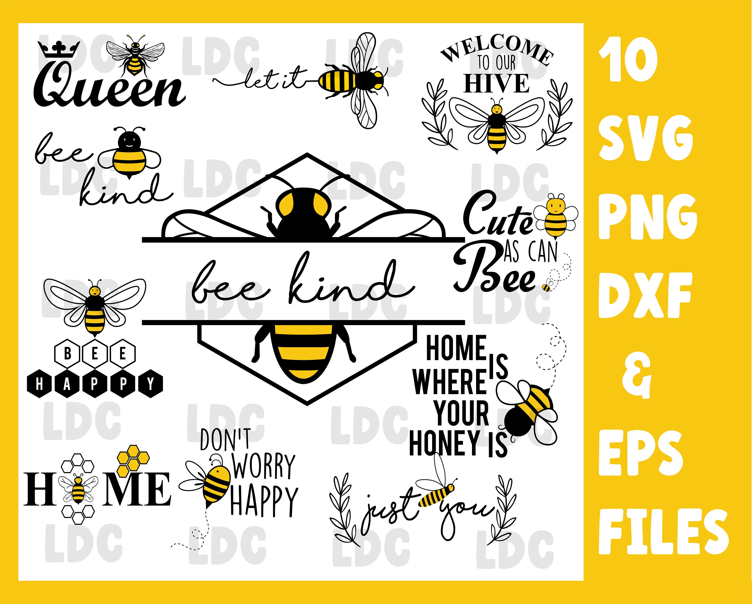 Paquete de svg de abeja miel de abeja svg abeja reina svg - Etsy México