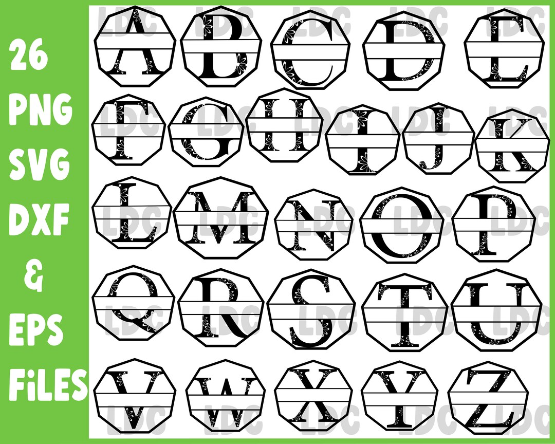 Keychain Split Monogram SVG Bundle, Keychain Monograms SVG, Keychain ...