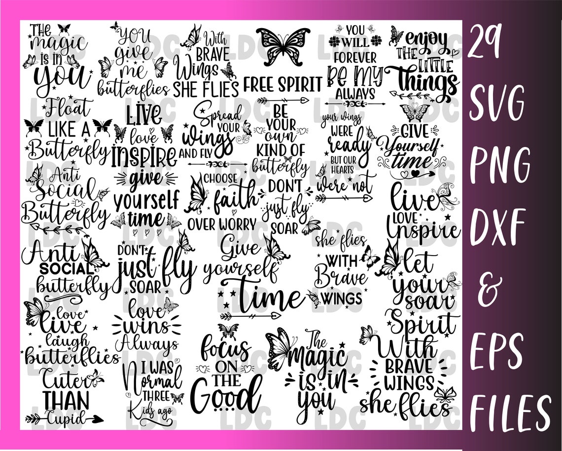 Butterfly Svg, Butterfly Svg Bundle, Butterfly Quotes Svg, Anti Social ...