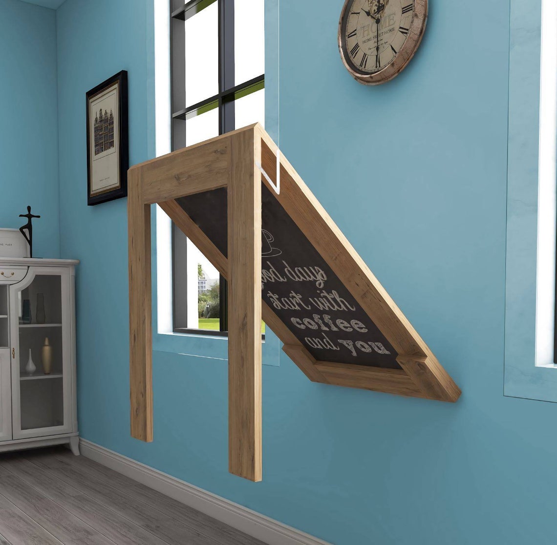 Wall Mounted Murphy Table Foldable Kitchen Table Wooden - Etsy UK