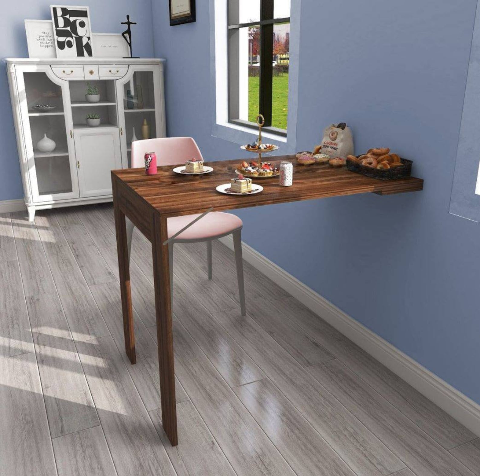 Wall Mounted Murphy Table Foldable Kitchen Table Wooden - Etsy