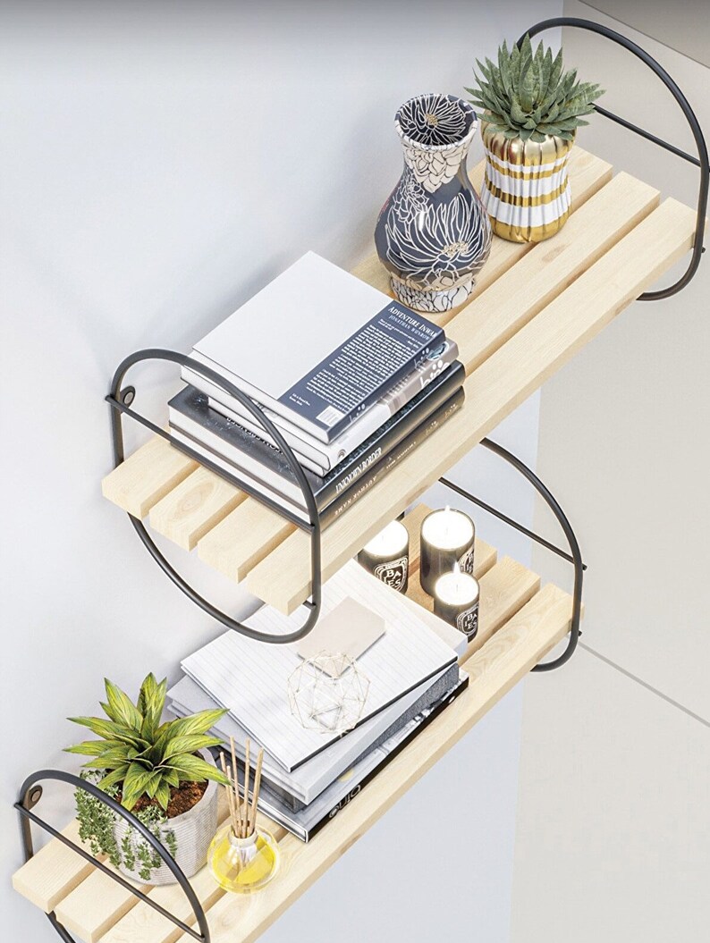 Bookshelf Wall Shelf Wooden Living Room Bathroom Kitchen - Etsy