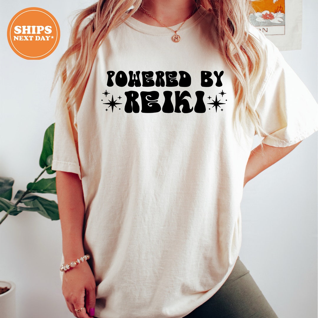 Powered by Reiki T-shirt | Reiki Master Shirt | Yoga Shirt | Yogi Clothing | Holistic Shirts ...