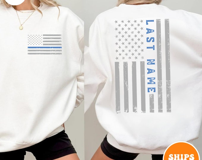 Weathered American Thin Blue Line Hoodie Patriotic Apparel Thin Blue ...