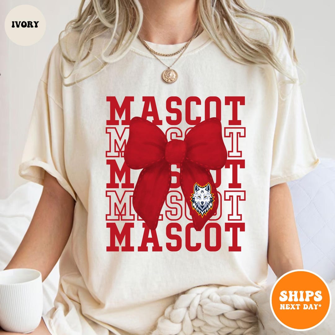 Personalized Team Mascot Bow T-shirt | Coquette Bow School Spirit Shirt ...