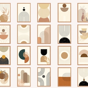 Boho Geometric Bundle of 20 Designs | Printable Wall Art | Minimalist ...