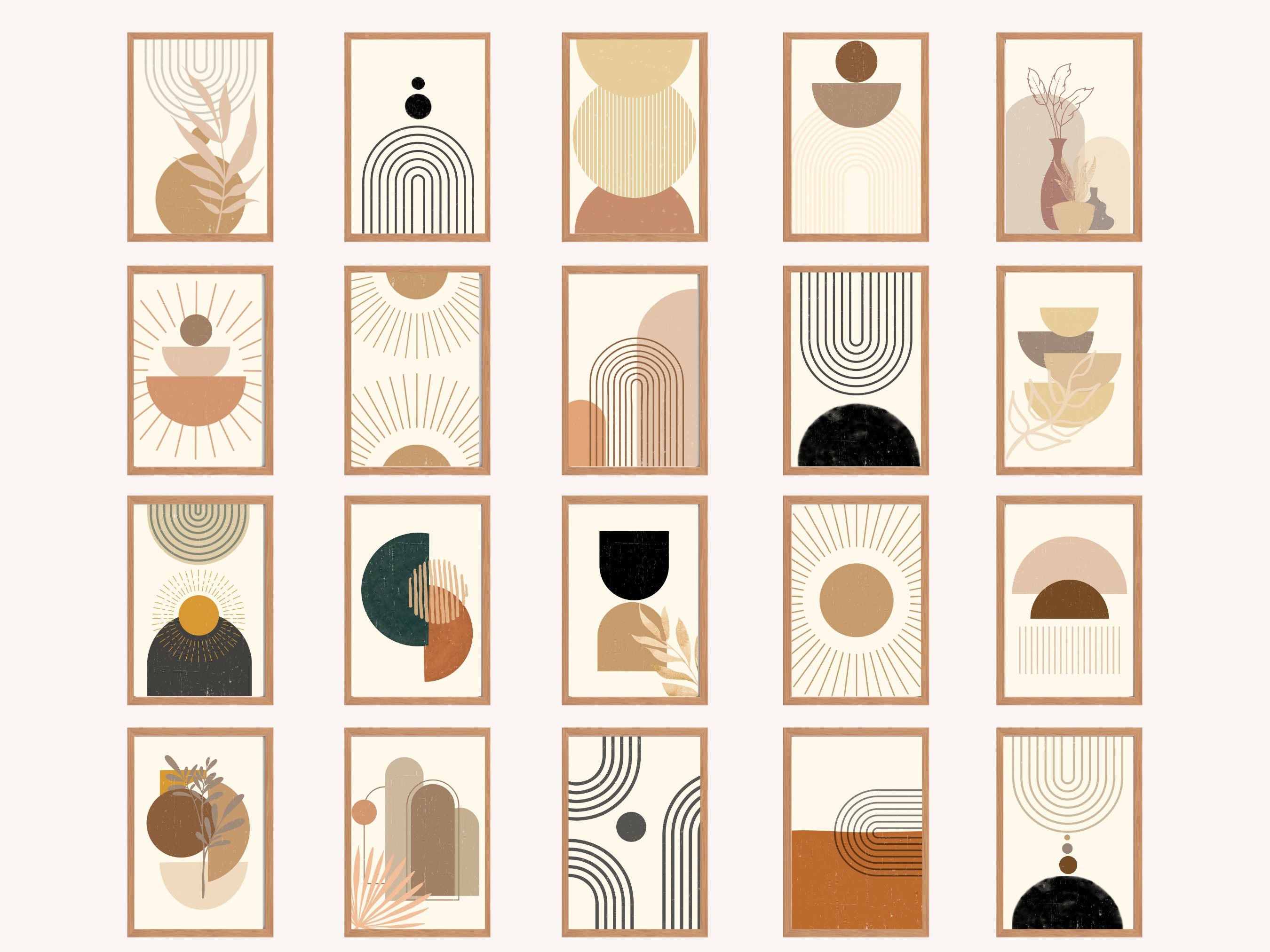 Boho Geometric Bundle of 20 Designs | Printable Wall Art | Minimalist ...