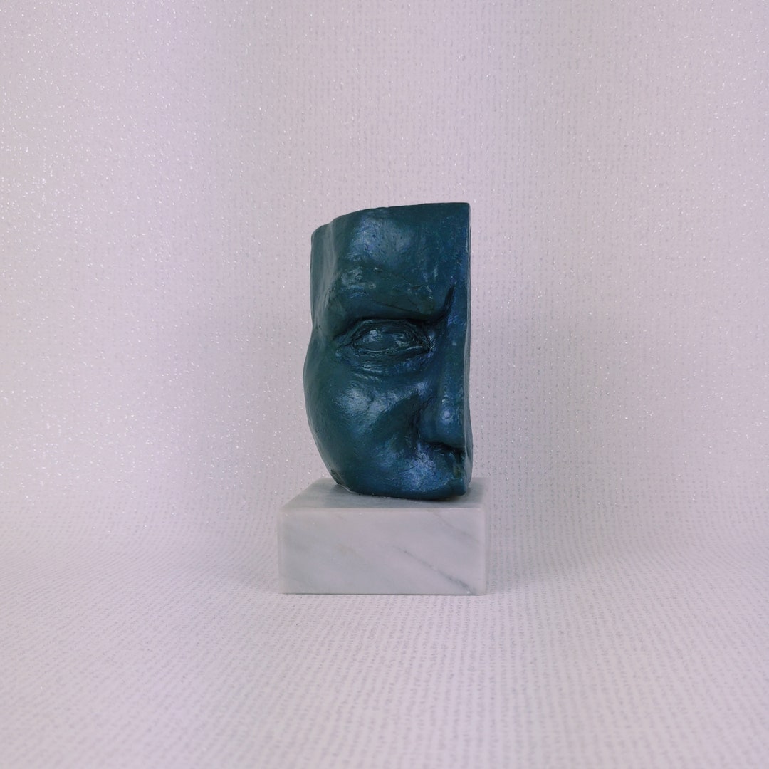 Face Clay Sculpture: Blue Unique Piece - Etsy