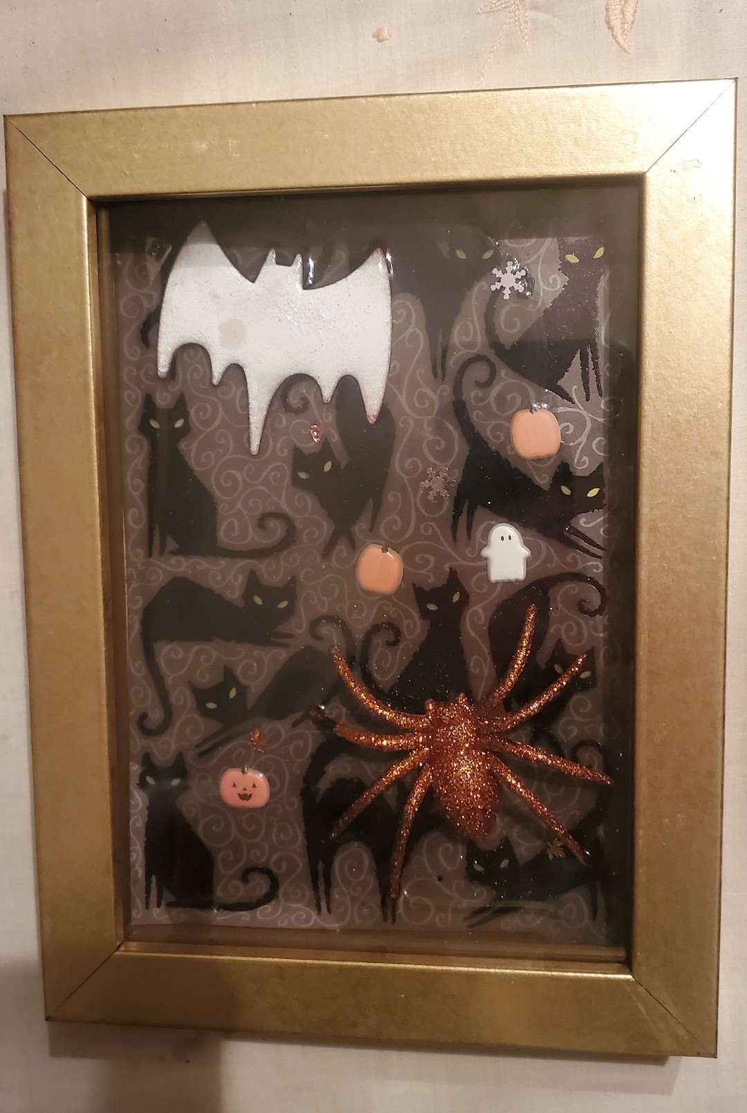 Copper Bat With Cats and Spider- Wall Art - Etsy
