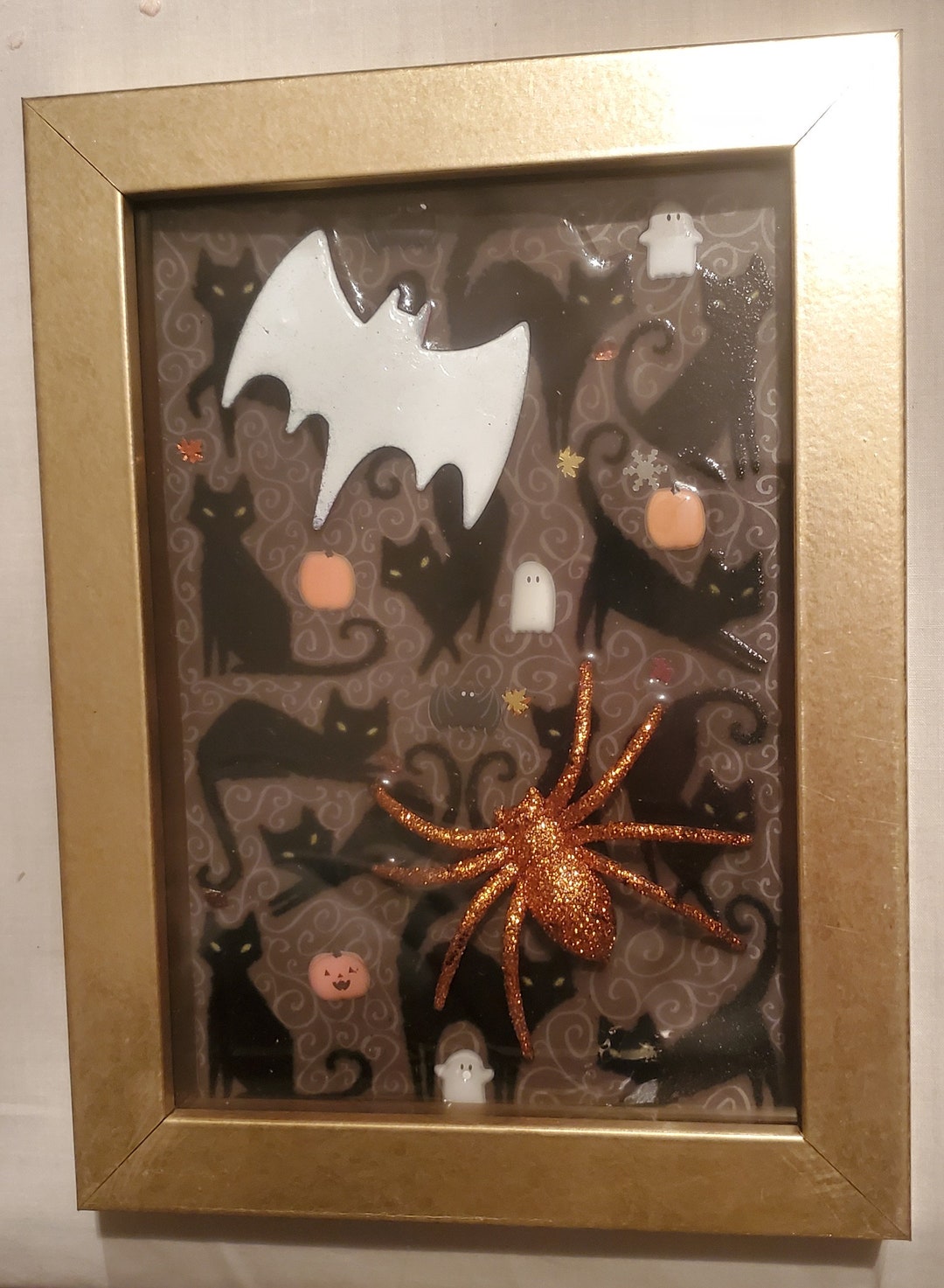 Copper Bat With Cats and Spider Wall Art - Etsy
