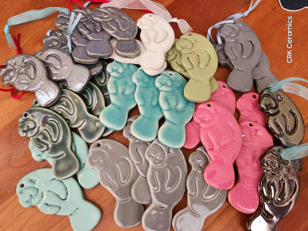 Handmade Ceramic Manatee Ornament: Colorful Pottery Christmas Decor - Etsy