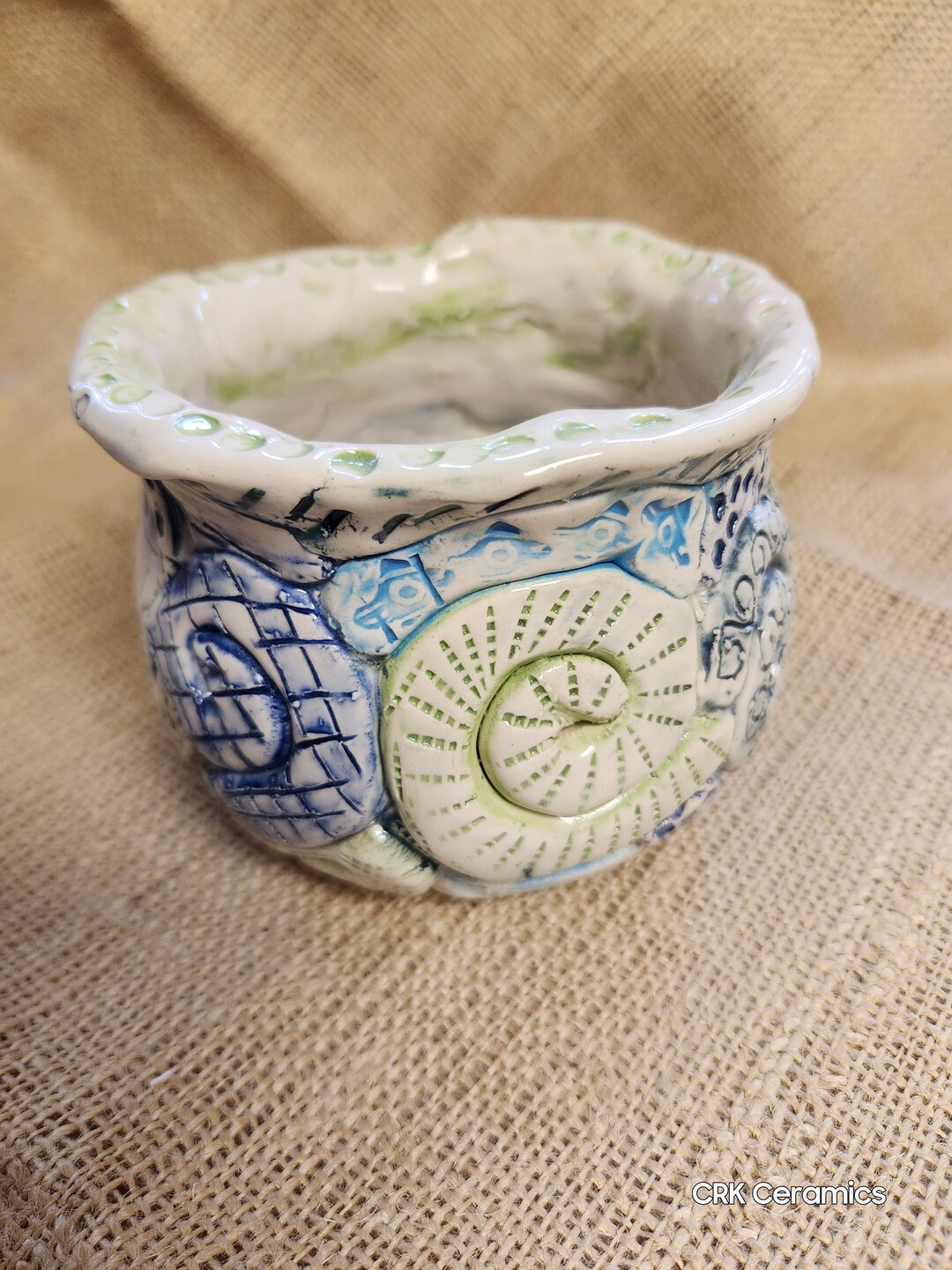 Handmade Ceramic Planter: Geometric Coil Design, Rustic Home Decor - Etsy