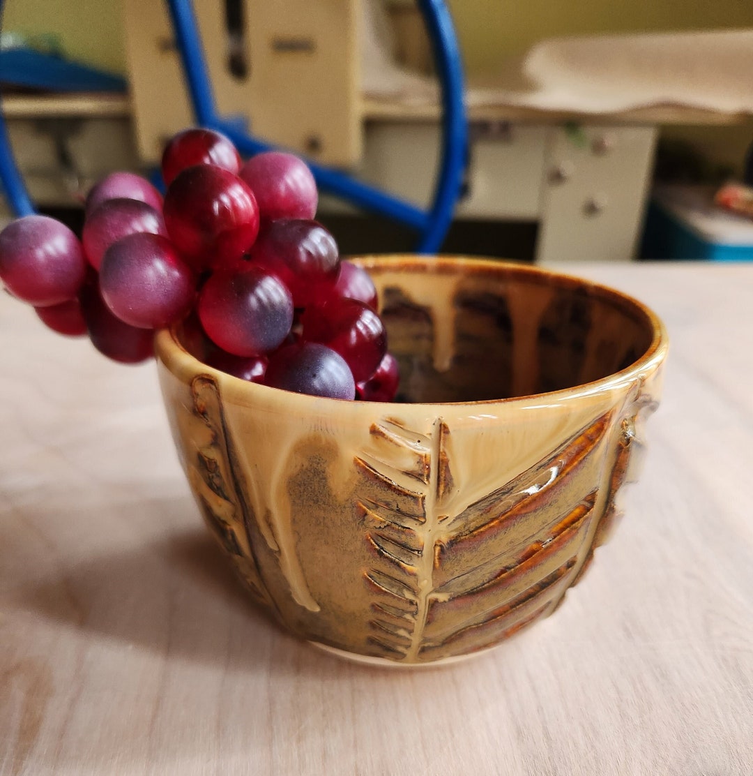 Hand Carved Stoneware Bowl: Geometric Pottery, Decorative Kitchenware ...