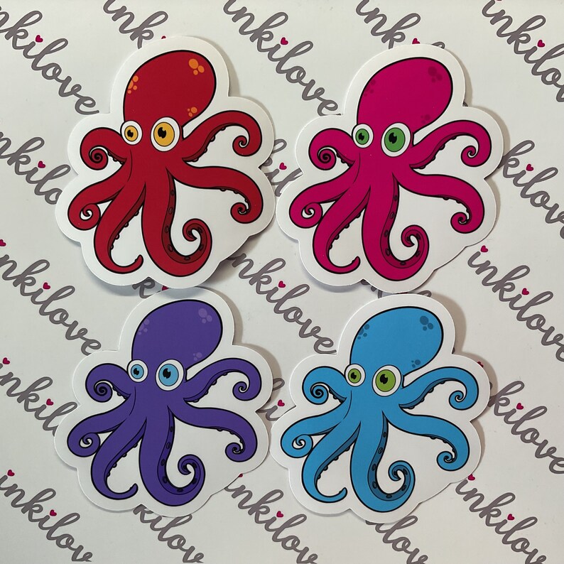Buntes Kraken Sticker Set 4tlg. - Aufkleber Für Scrapbooking / DIY ...