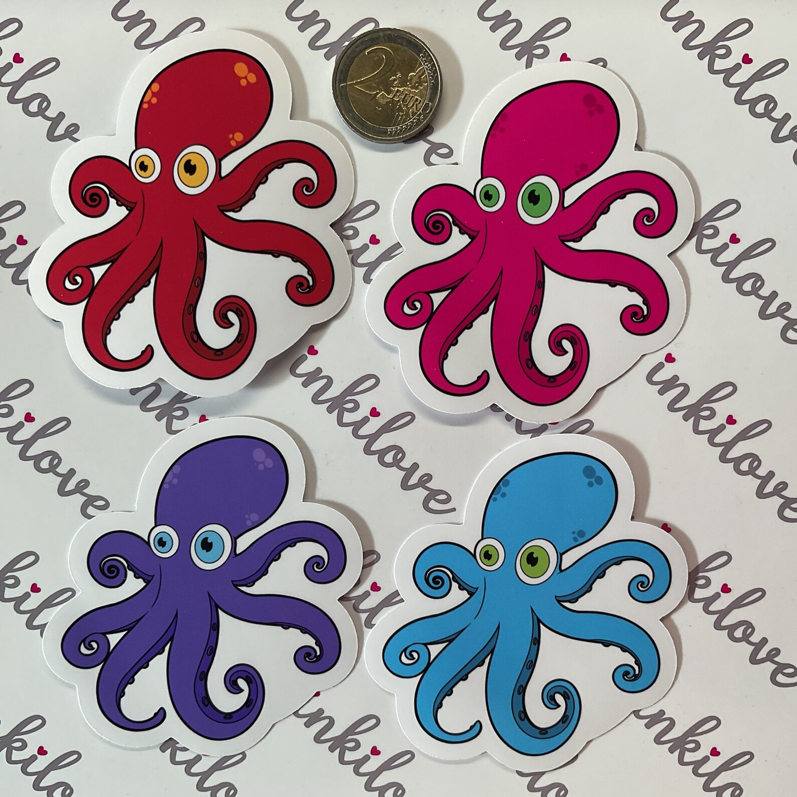 Buntes Kraken Sticker Set 4tlg. - Aufkleber Für Scrapbooking / DIY ...