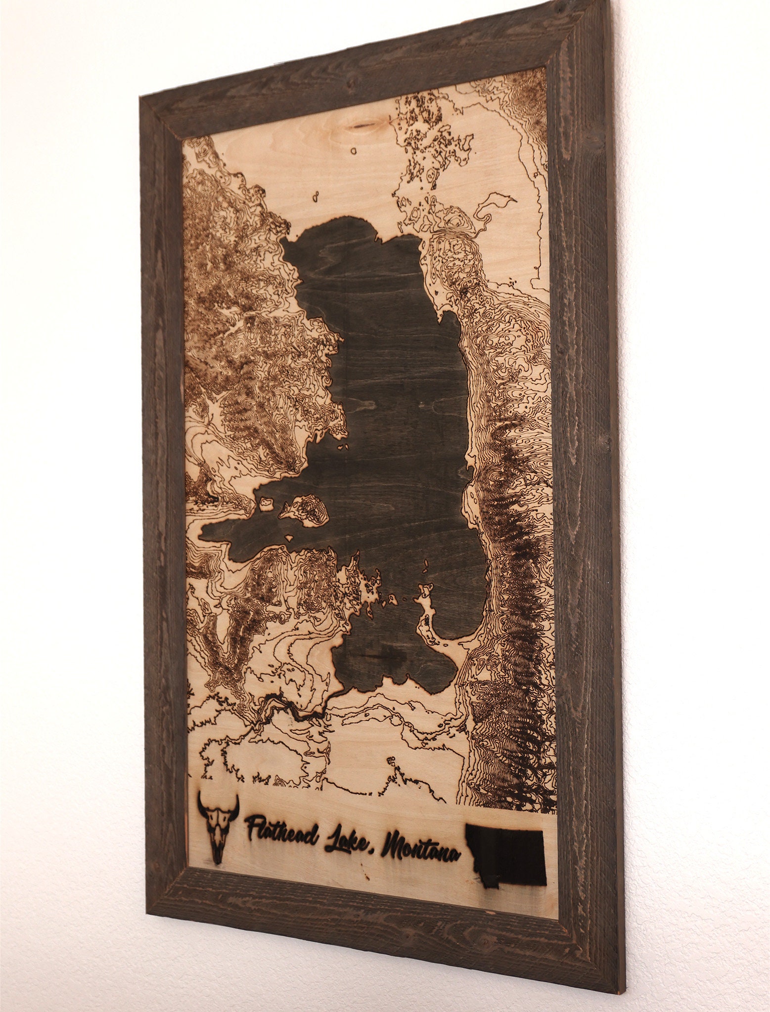 Flathead Lake Montana Laser Map - Etsy