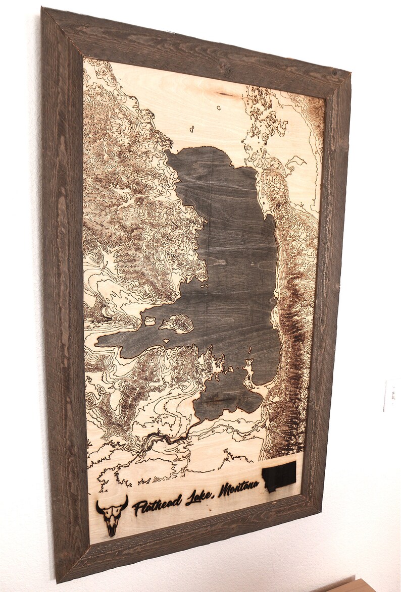 Flathead Lake Montana Laser Map - Etsy