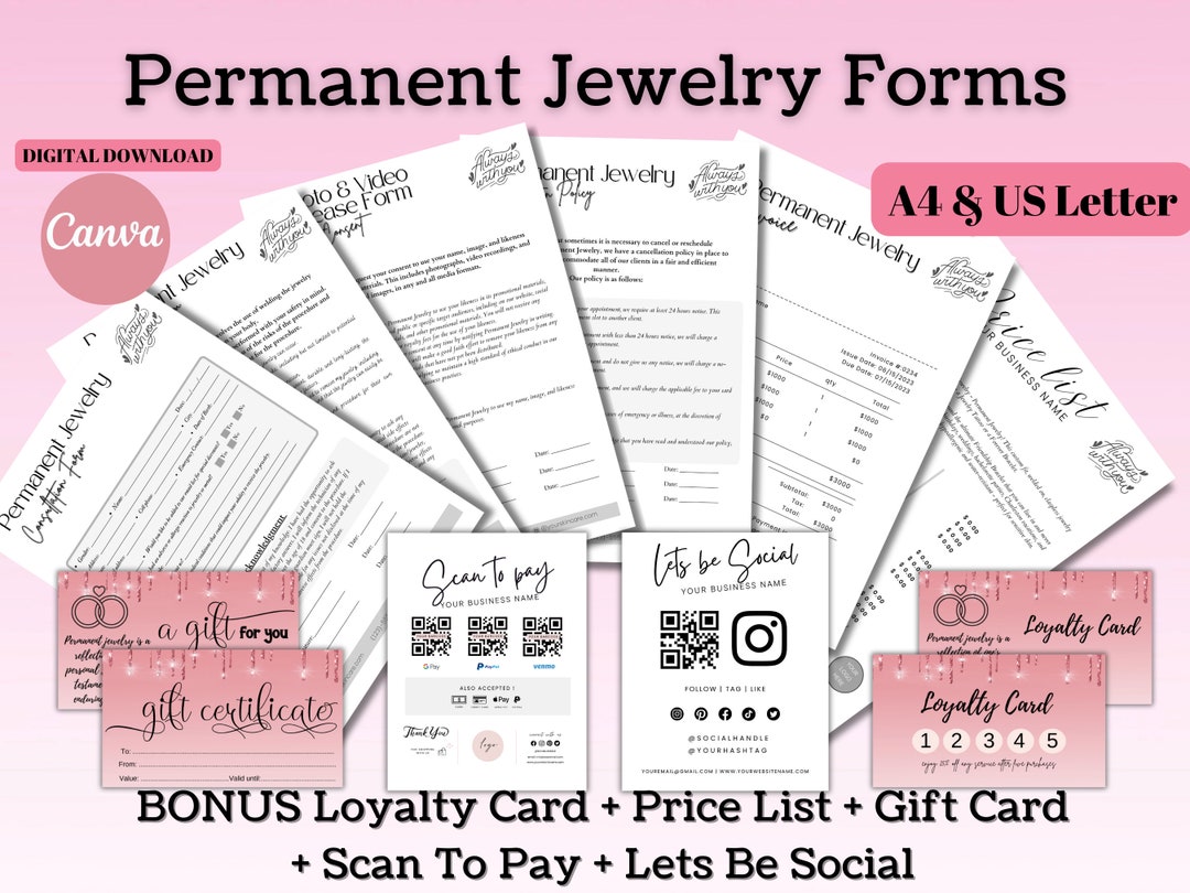 Permanent Jewelry Consent Forms Permanent Jewelry Kit Diy File ...