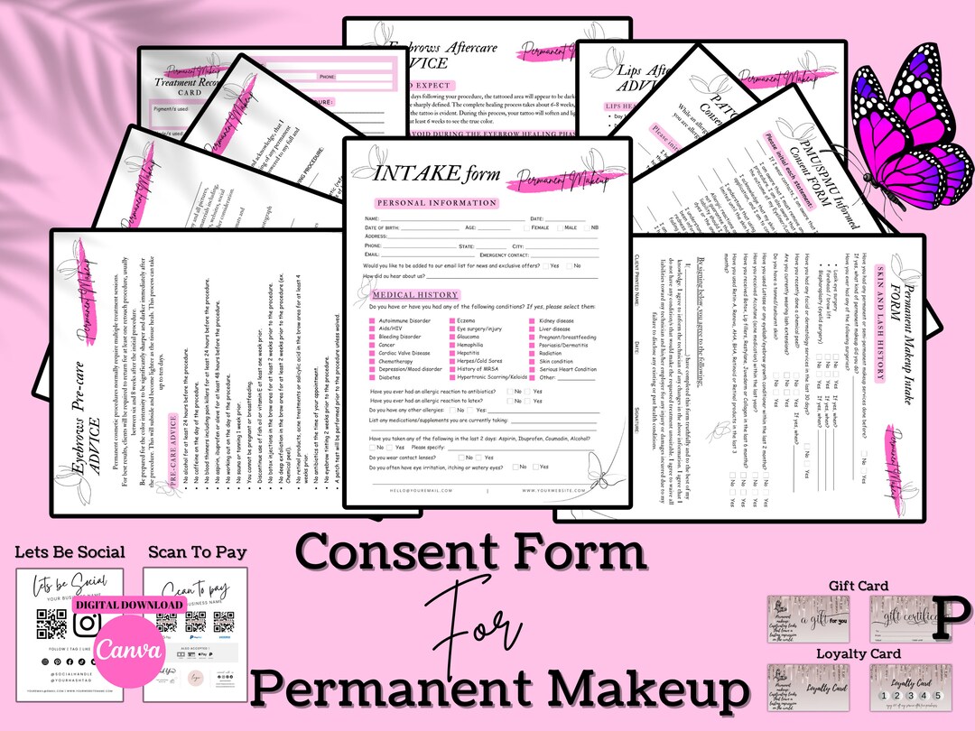Consent Form for Permanent Makeup, Editable PMU Intake Forms, PMU ...