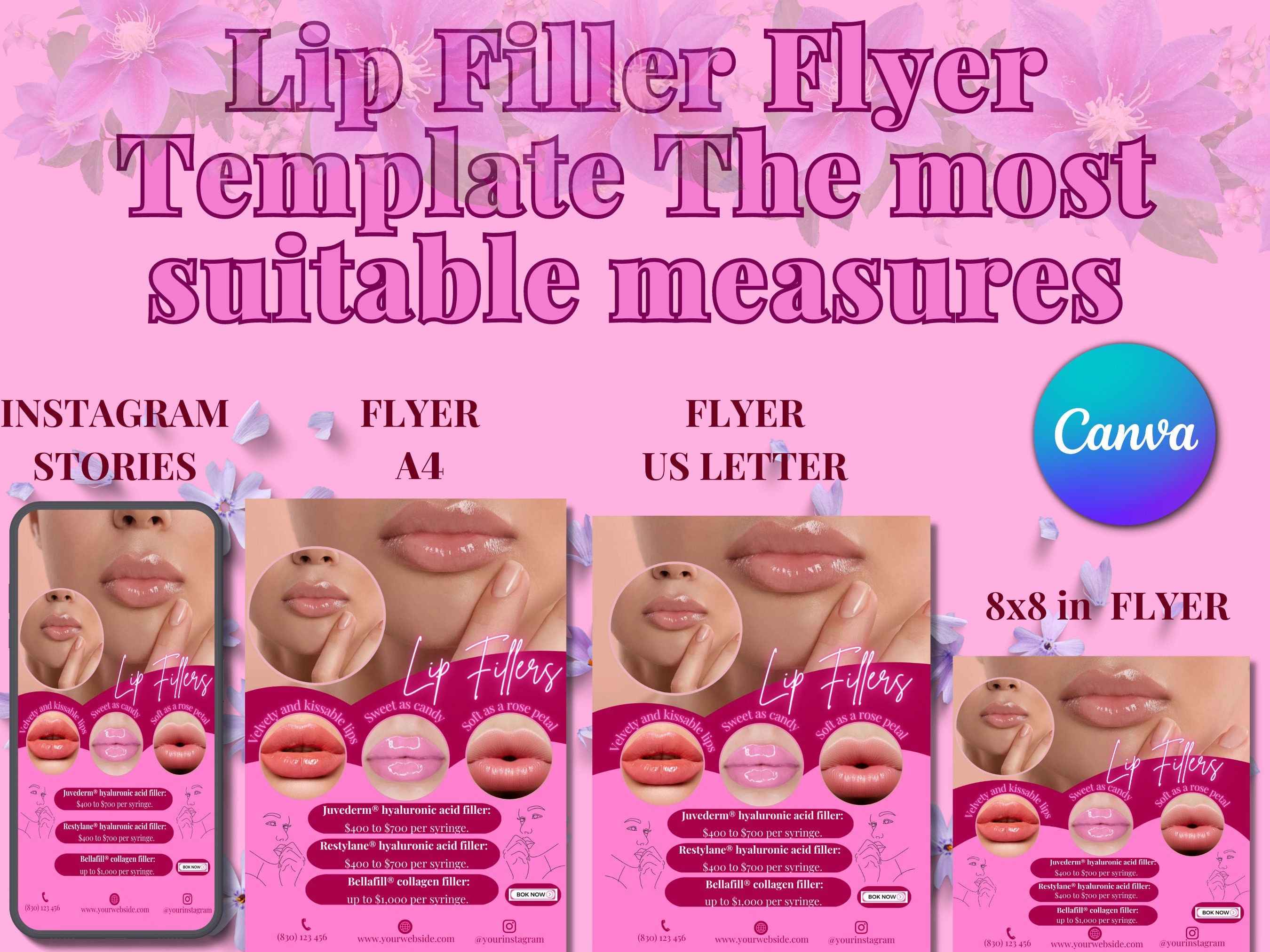 Editable Lip Fillers Flyers, Lip Injections Flyer, Appointments ...