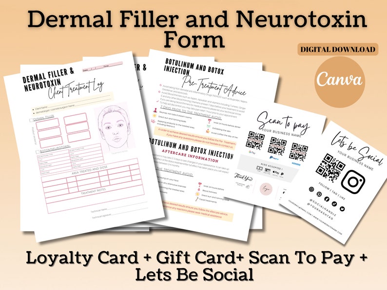 Dermal Filler Neurotoxin Form, Esthetician Treatment Record, Medspa ...