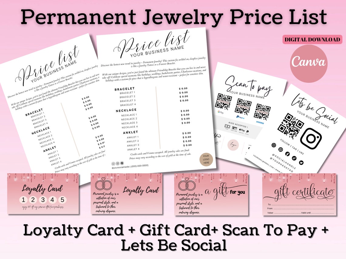 Permanent Jewelry Price List Permanent Jewelry Kit Permanent - Etsy