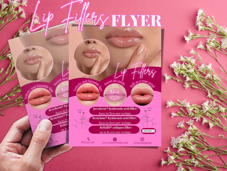 Editable Lip Fillers Flyers, Lip Injections Flyer, Appointments ...