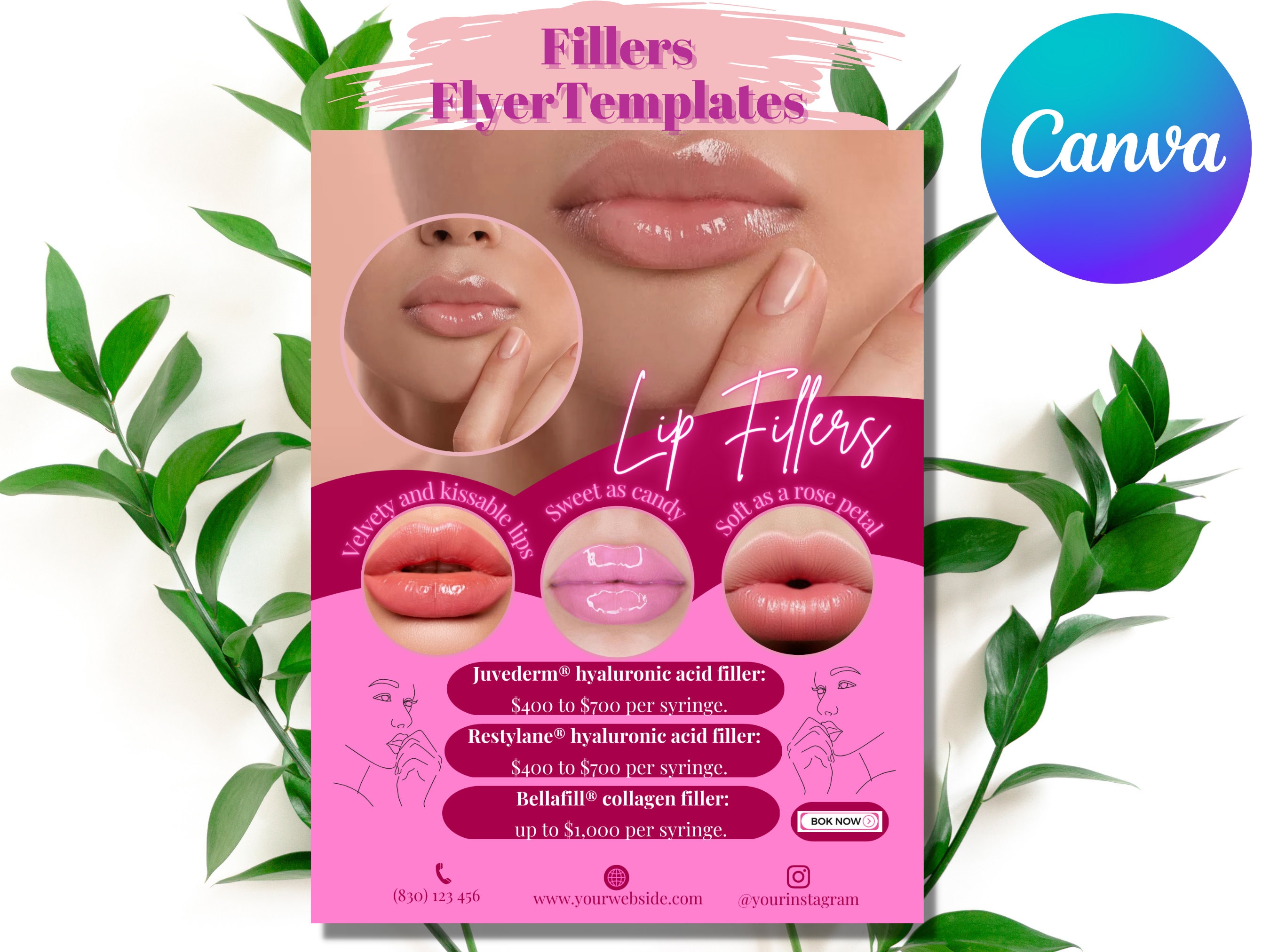 Editable Lip Fillers Flyers, Lip Injections Flyer, Appointments ...
