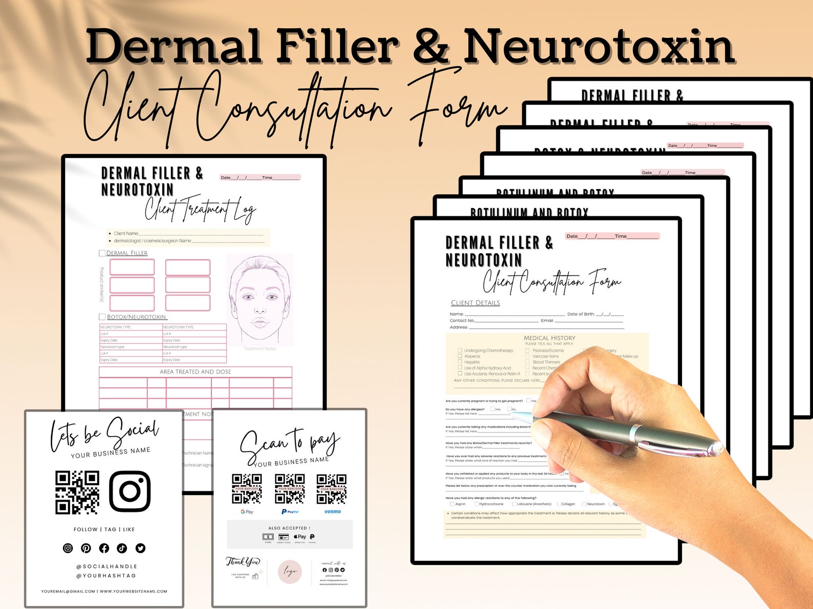 Dermal Filler Neurotoxin Form, Esthetician Treatment Record, Medspa ...