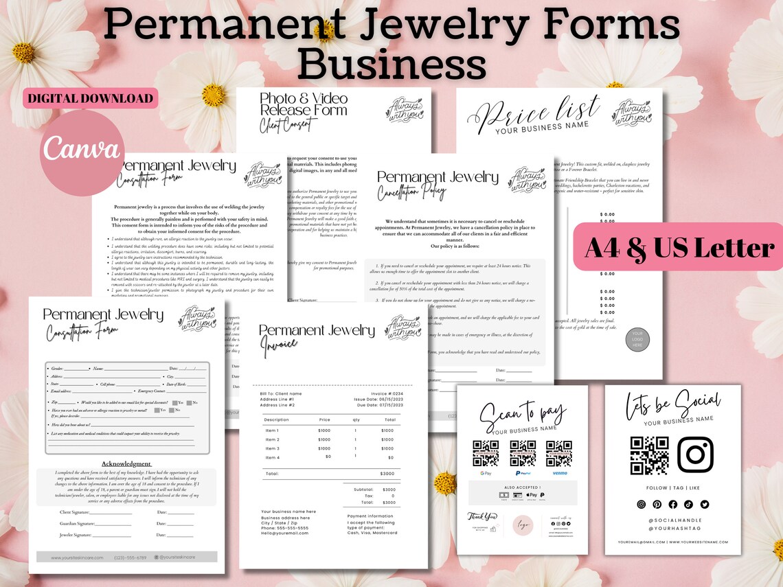 Permanent Jewelry Consent Forms Permanent Jewelry Kit Diy File ...