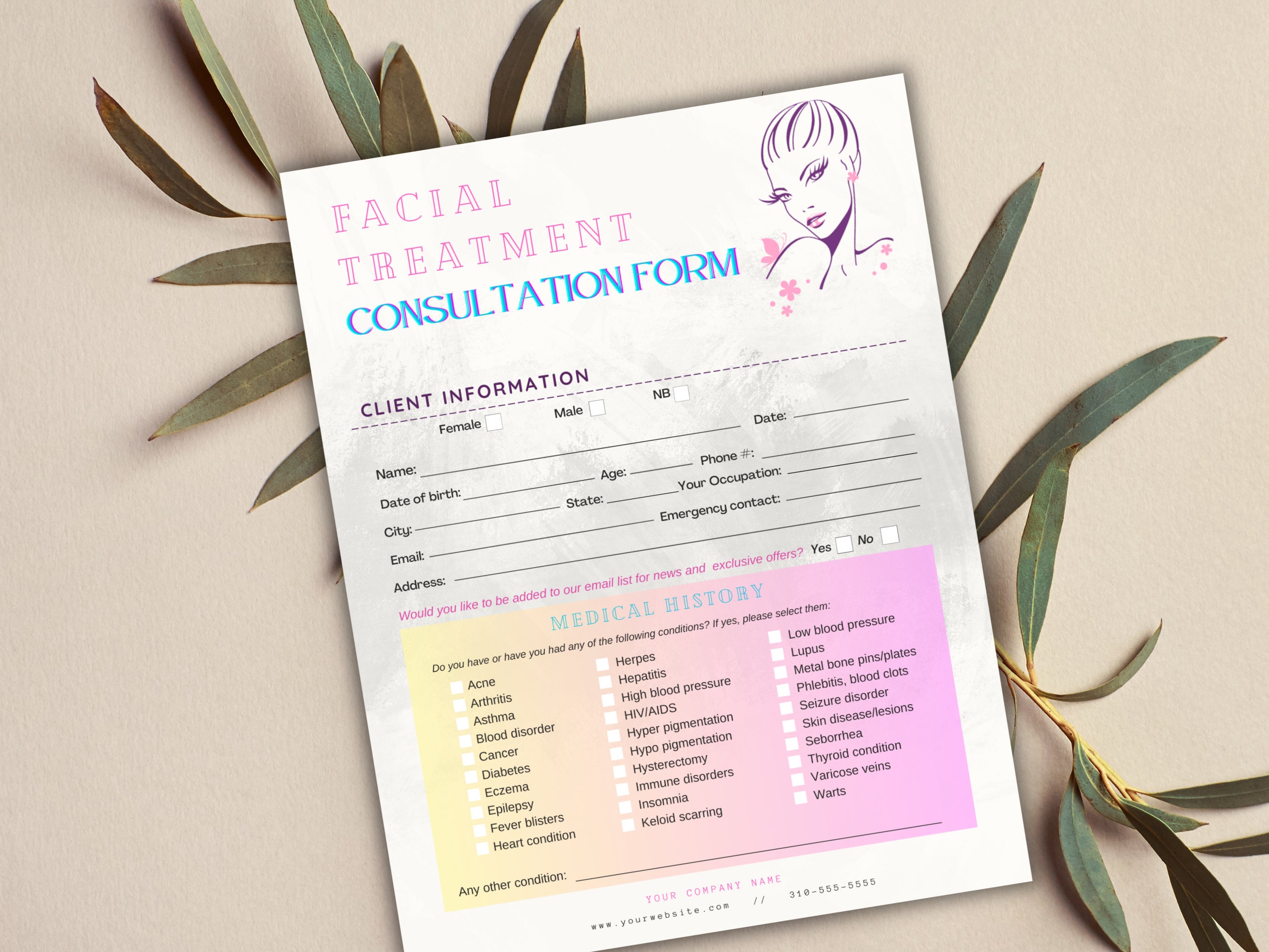 Facial Treatment Forms Bundle Printable Skincare Consent Forms ...
