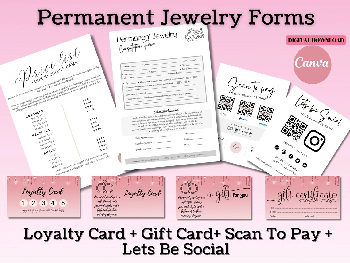 Permanent Jewelry Consent Forms Permanent Jewelry Kit Diy File ...