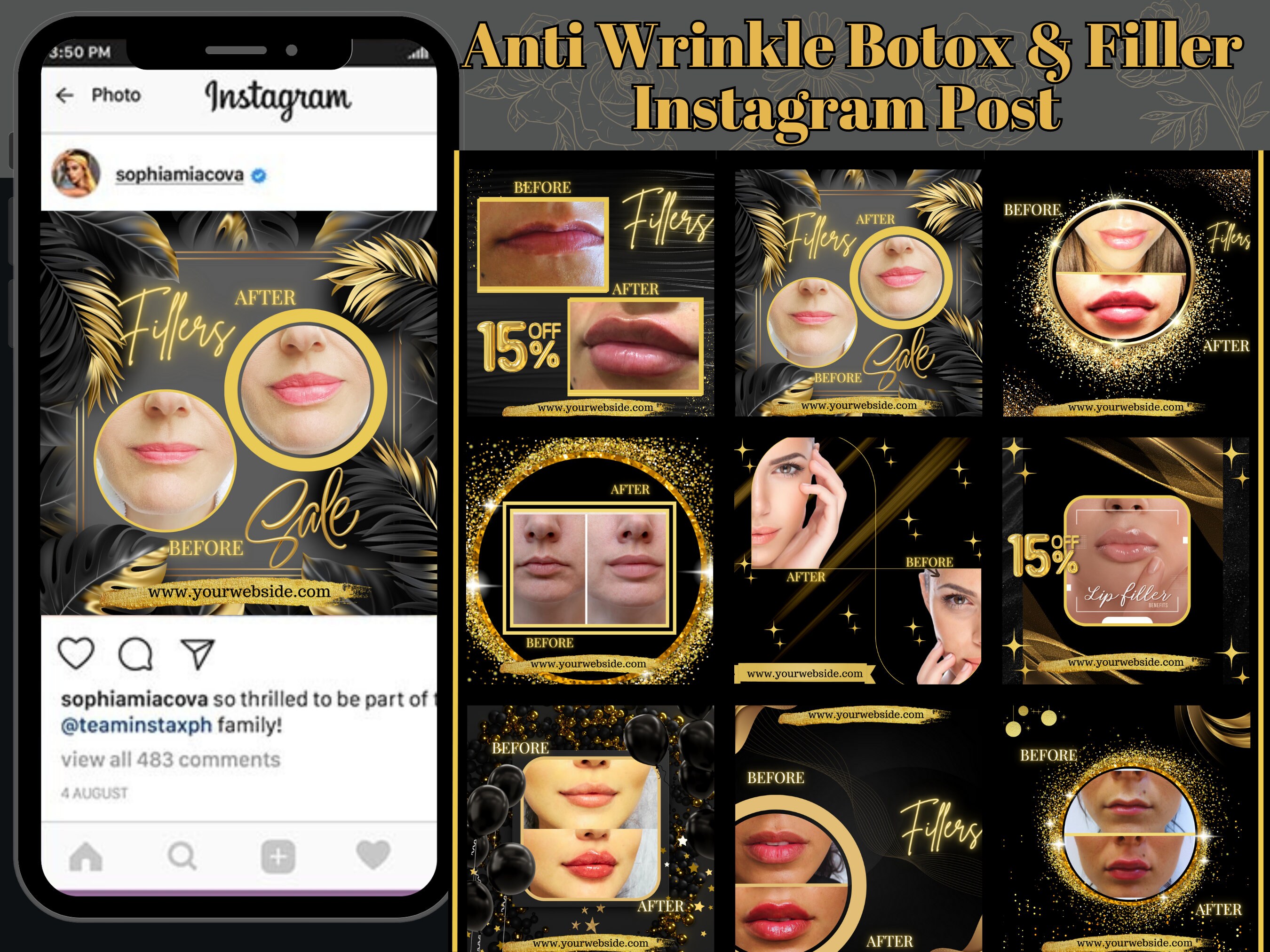 Luxury Nurse Injector Instagram Templates, Anti Wrinkle Instagram Post ...