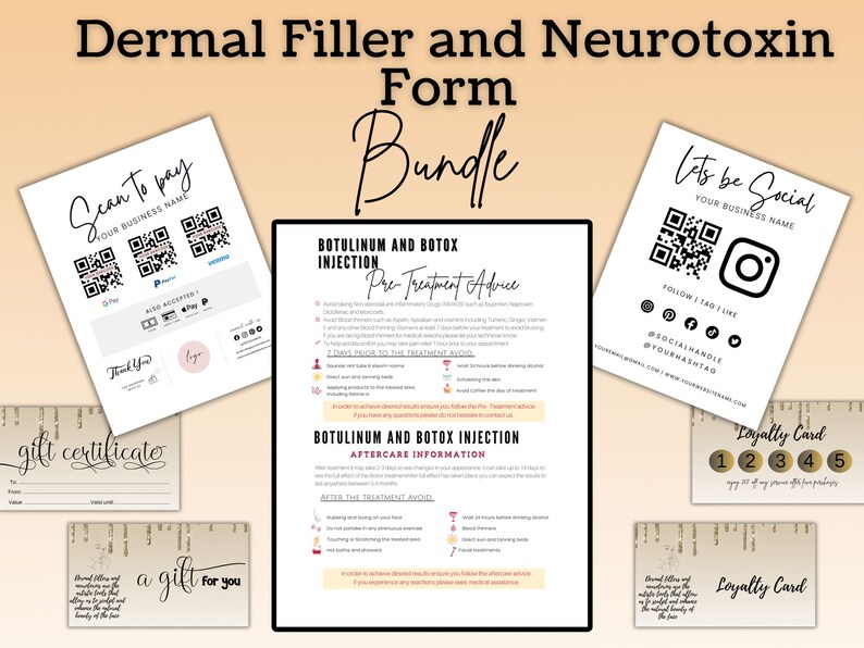 Dermal Filler Neurotoxin Form, Esthetician Treatment Record, Medspa ...