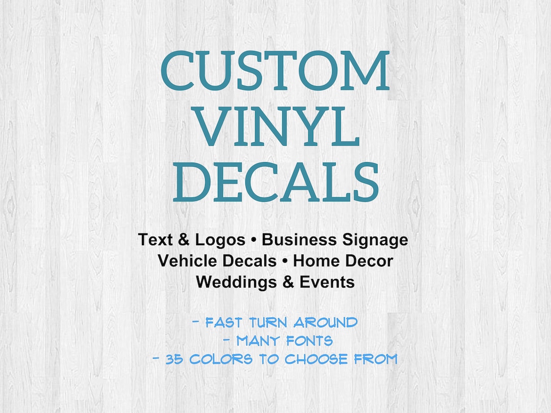 Custom Vinyl Decal: Business, Shop, Car, Window - Many Fonts & Colors ...