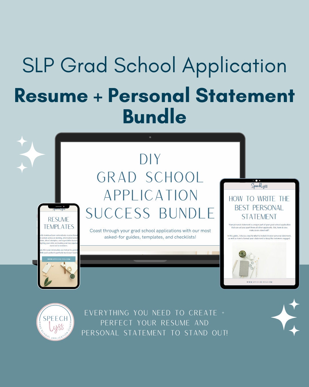 Resume Personal Statement Bundle for SLP Grad School Applications ...