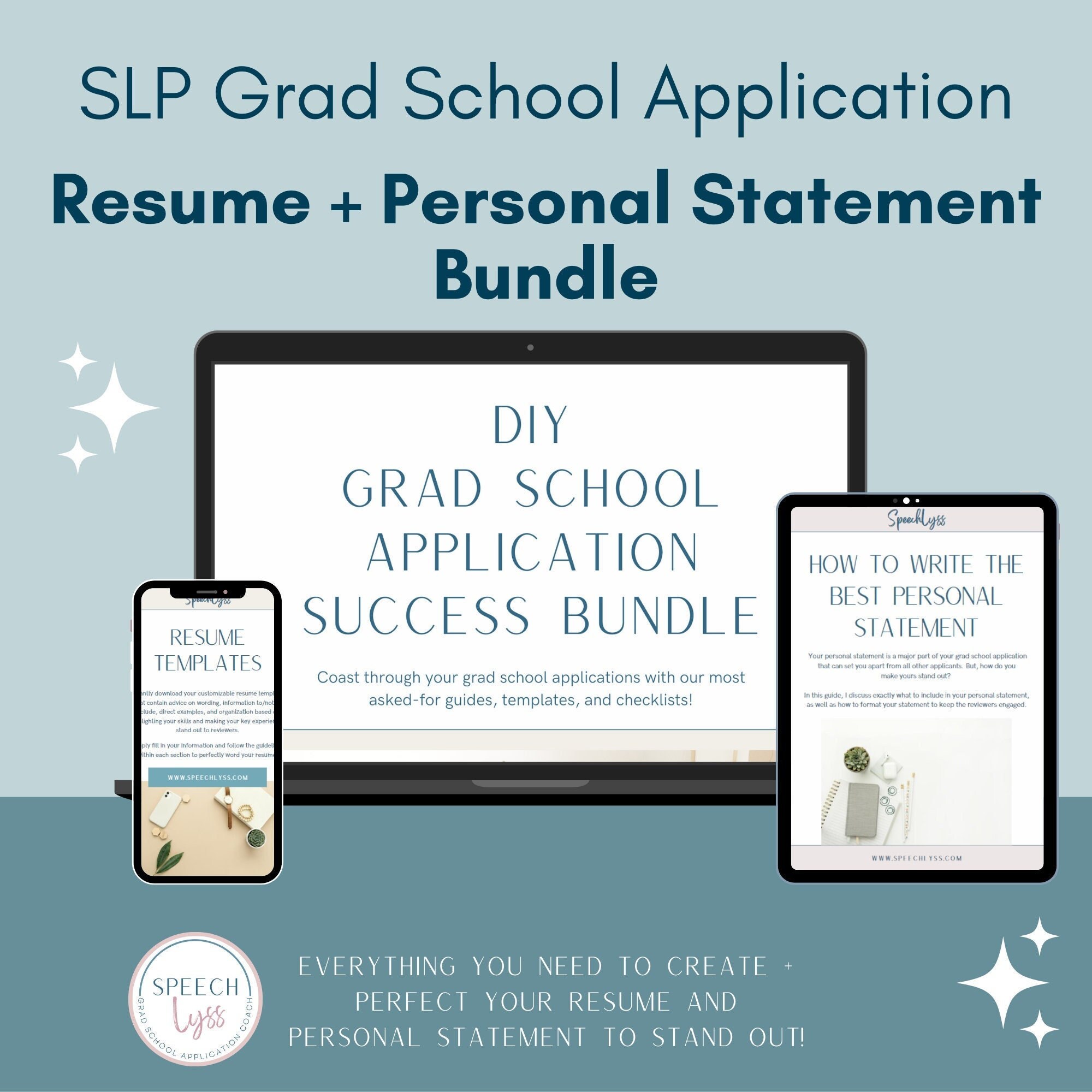 Resume Personal Statement Bundle for SLP Grad School Applications ...