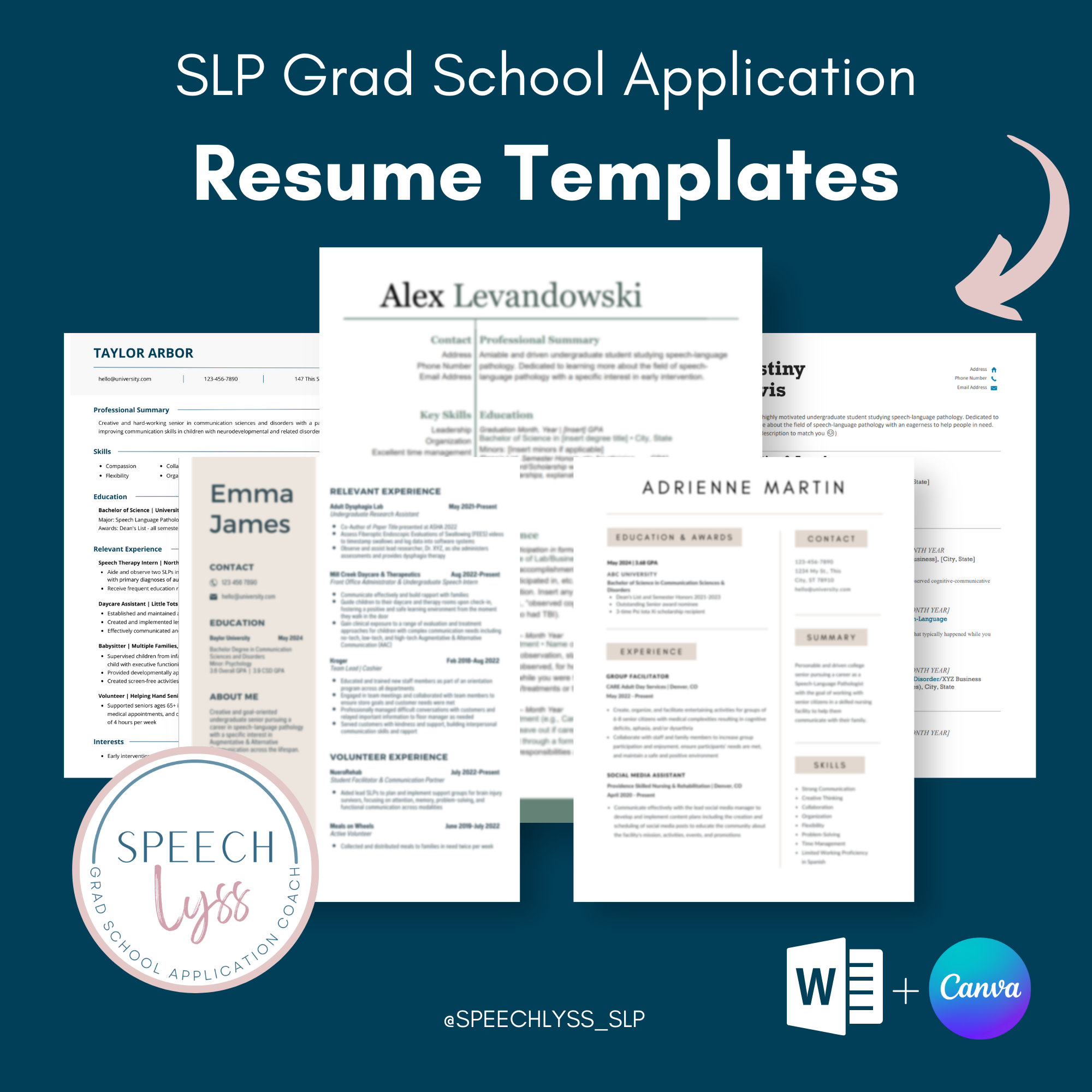 Resume Personal Statement Bundle for SLP Grad School Applications ...