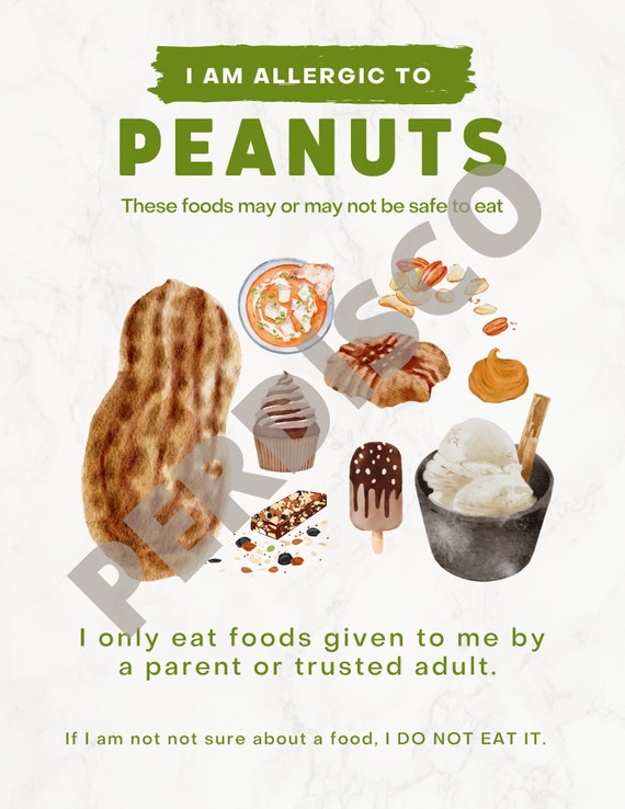 PEANUT Allergy Poster and Flashcards for Kids digital - Etsy