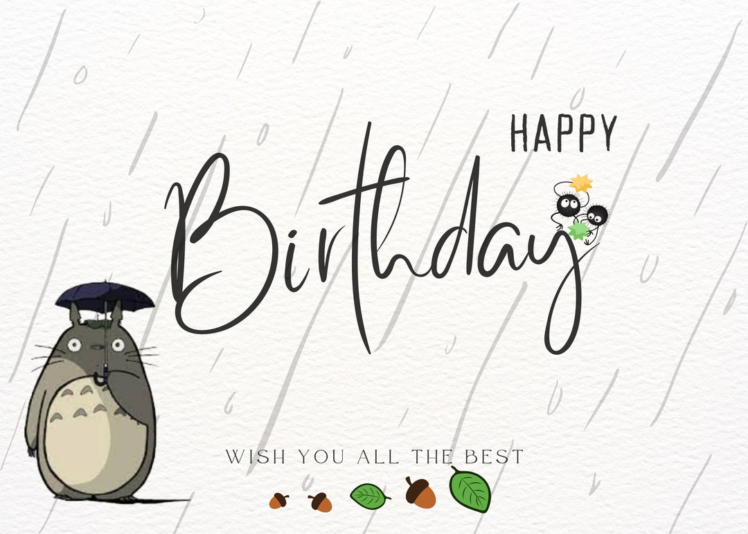 My Neighbor Totoro - Happy Birthday Greeting Card Printable - Etsy