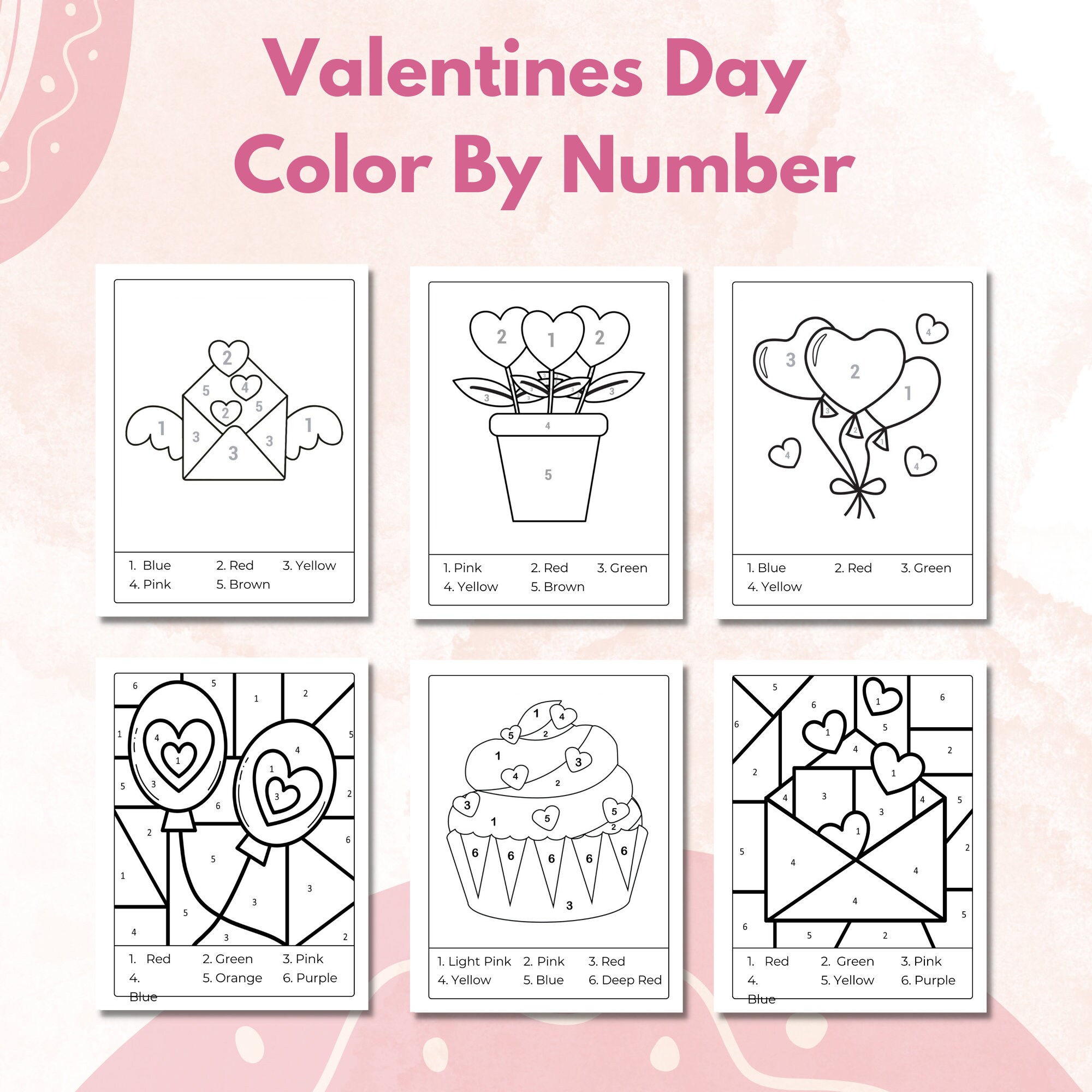 Commercial Use Canva Valentine Color by Number Template Kit, Editable ...